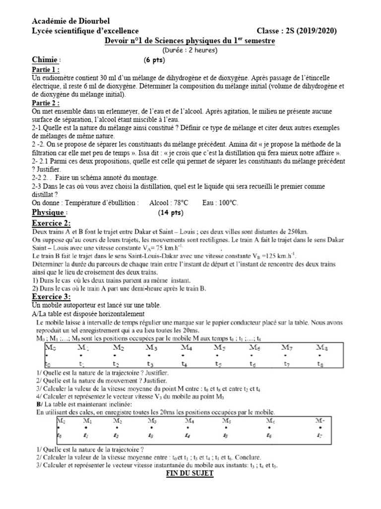Devoir de Rattrapage 2S | PDF