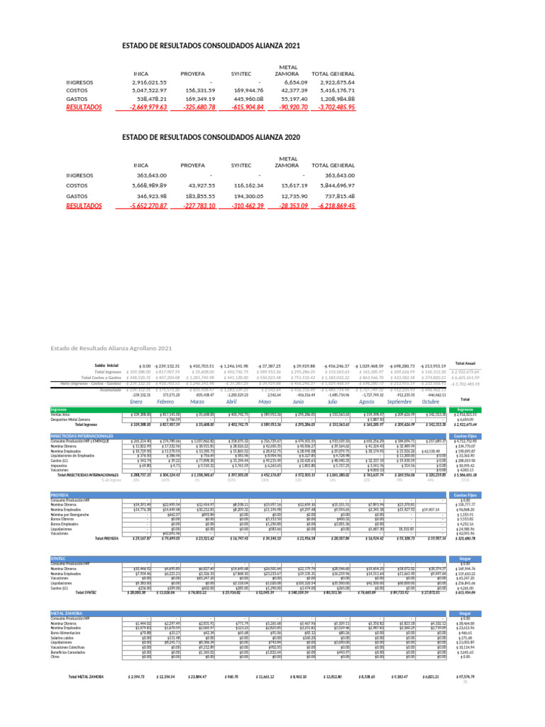 Cierre Financiero Consolidado 2021 | PDF