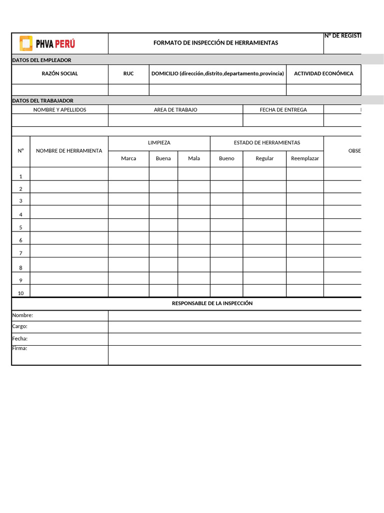 FORMATO DE INSPECCION DE HERRAMIENTAS | PDF FORMATO DE INSPECCION DE HERRAMIENTAS | PDF