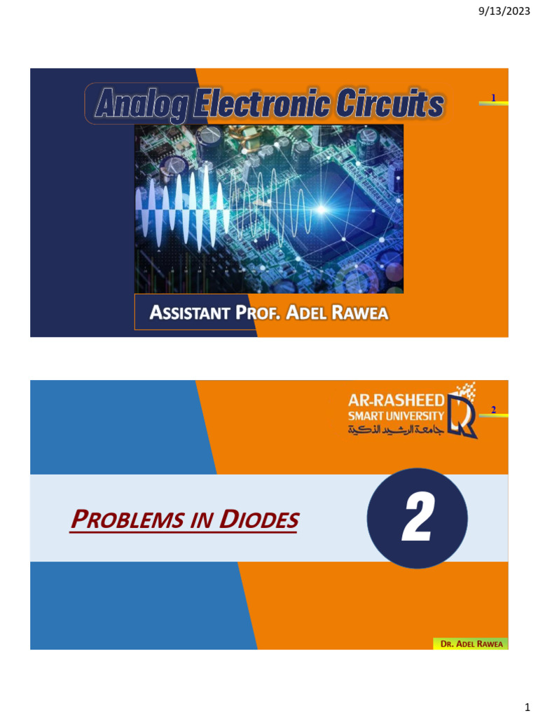 Analog Electronic Circuits 02 Problems Diodes Pdf