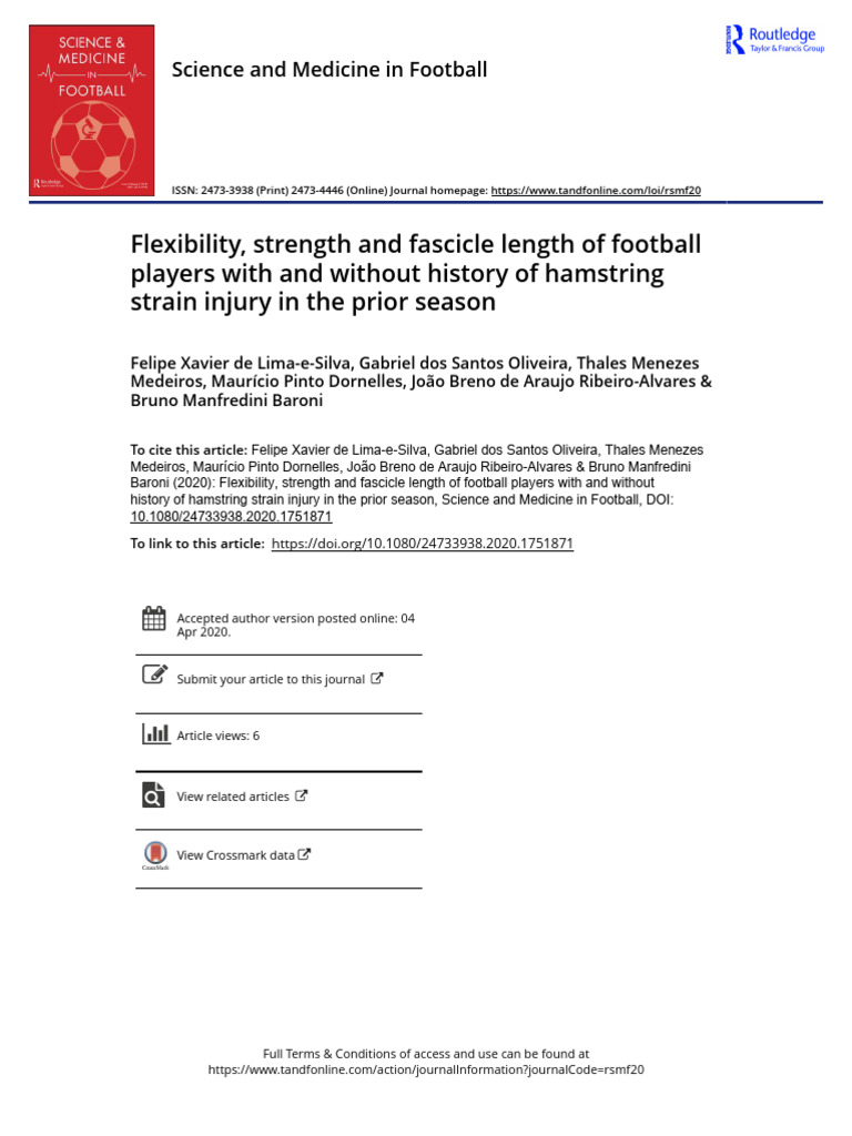 Flexibility, Strength and Fascicle Length of Football Players With and ...