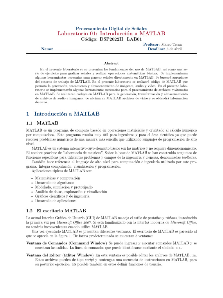 DSP LAB01 IntrotoMatlab | PDF