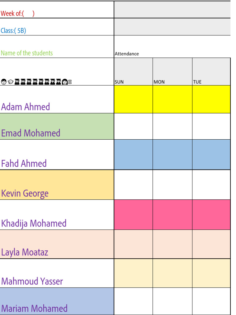 Adam Ahmed Emad Mohamed Fahd Ahmed Kevin George Khadija Mohamed Layla ...