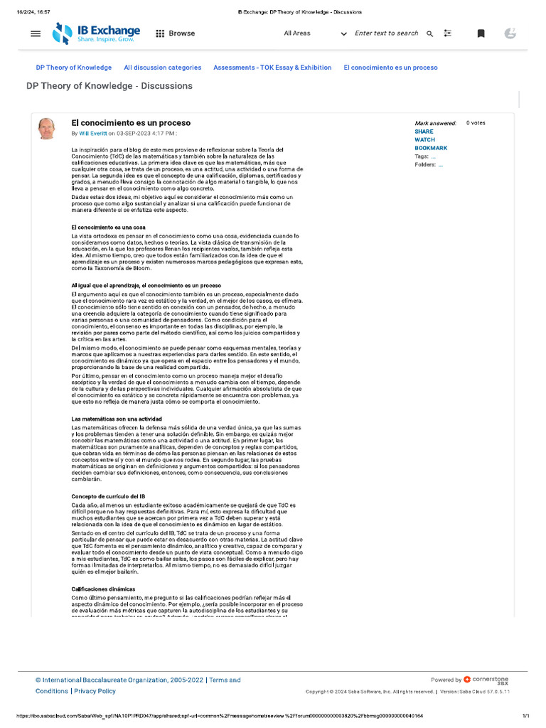 IB Exchange_ DP Theory of Knowledge - Discussions | PDF