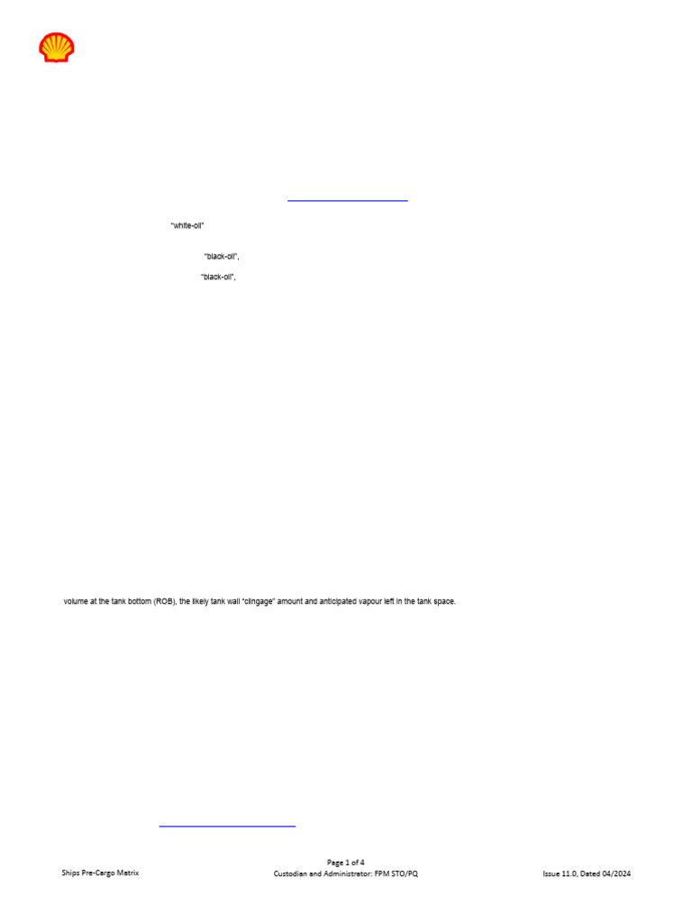 Ship - PreCargo - Matrix Issue 11.0, Dated 042024 | PDF