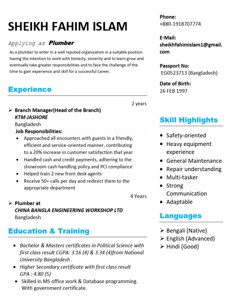 Antor Resume Canad | PDF