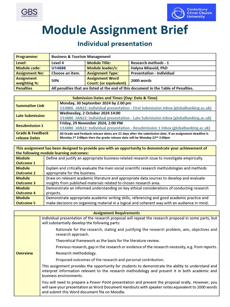 Assignment Brief_Individual presentation | PDF