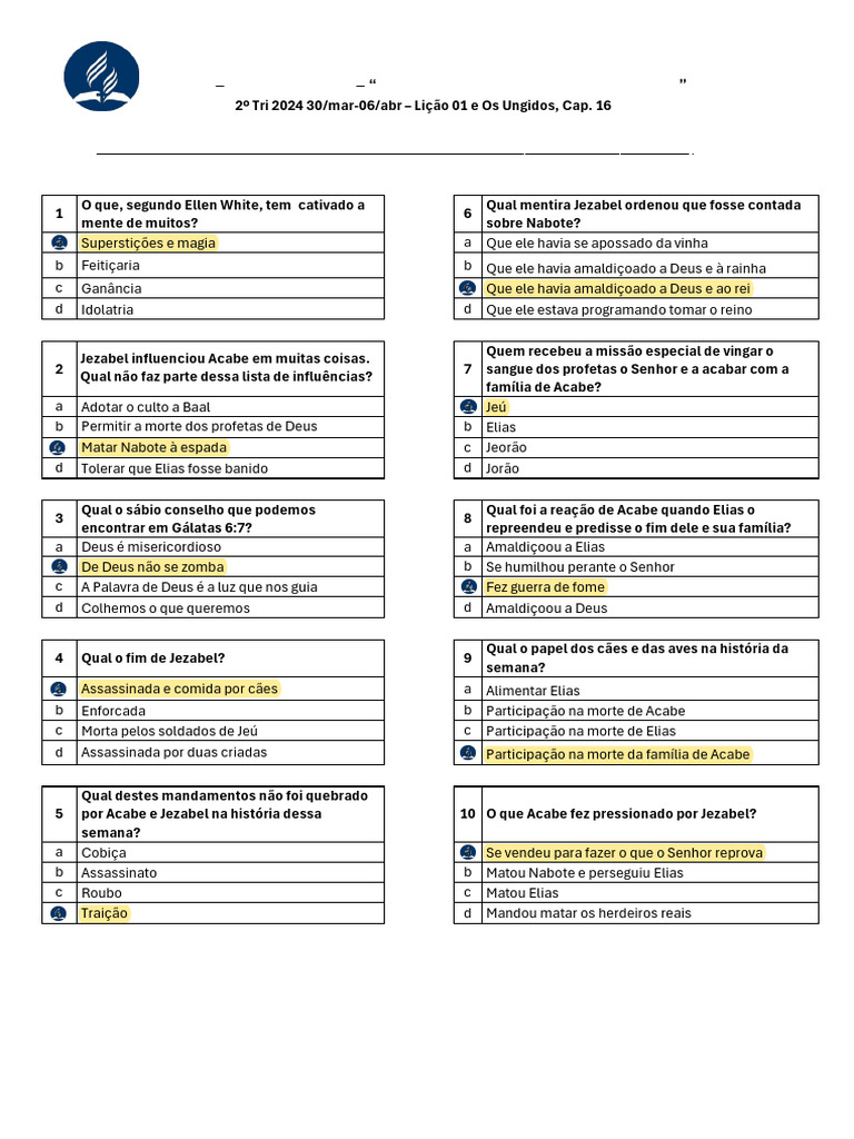 Z BEP 01 - PROVA - Gabarito | PDF