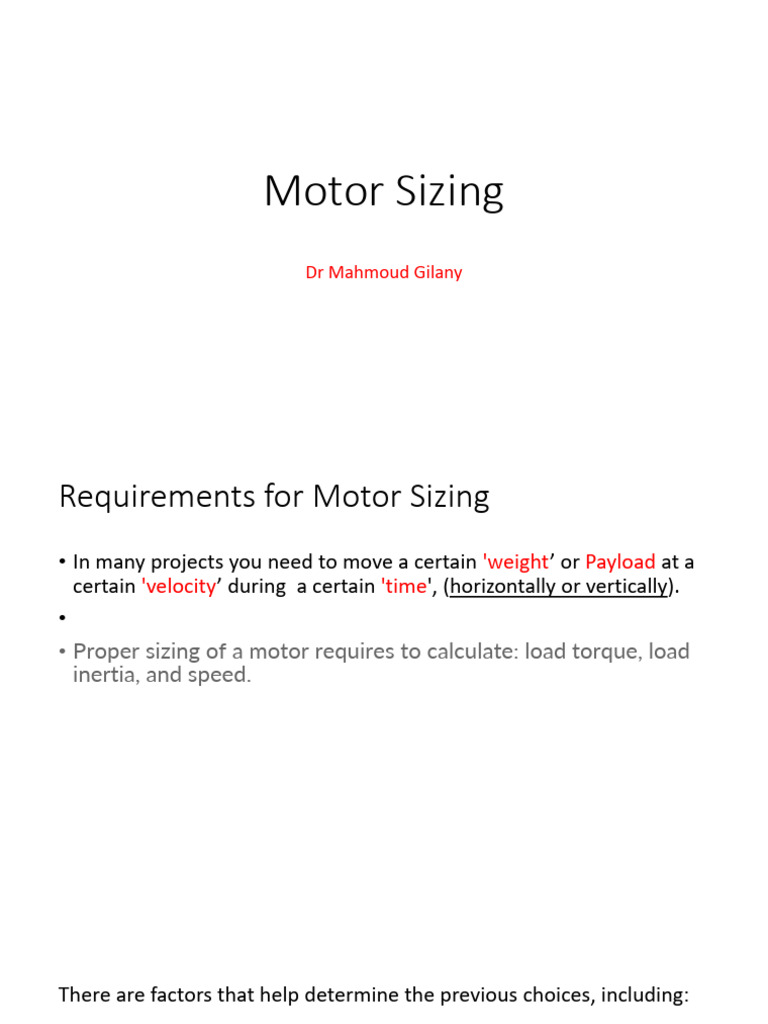 Motor Sizing | PDF