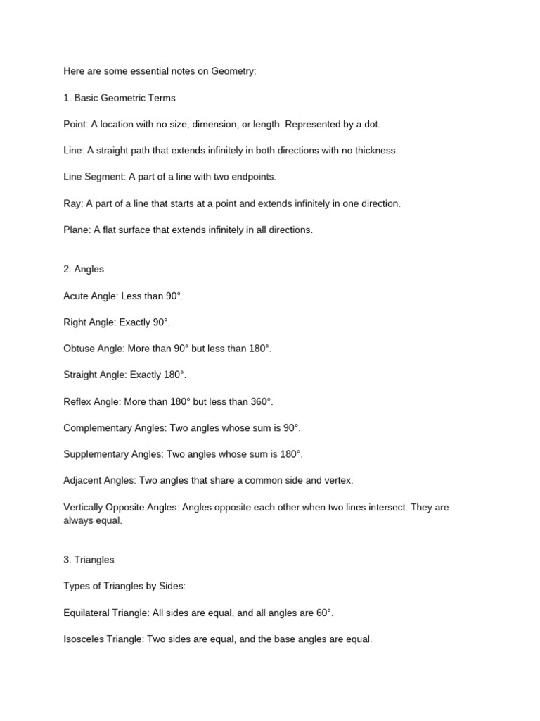 Geometry Notes | PDF