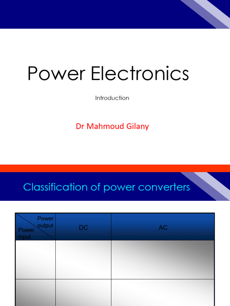 Power Electronics: DR Mahmoud Gilany | PDF
