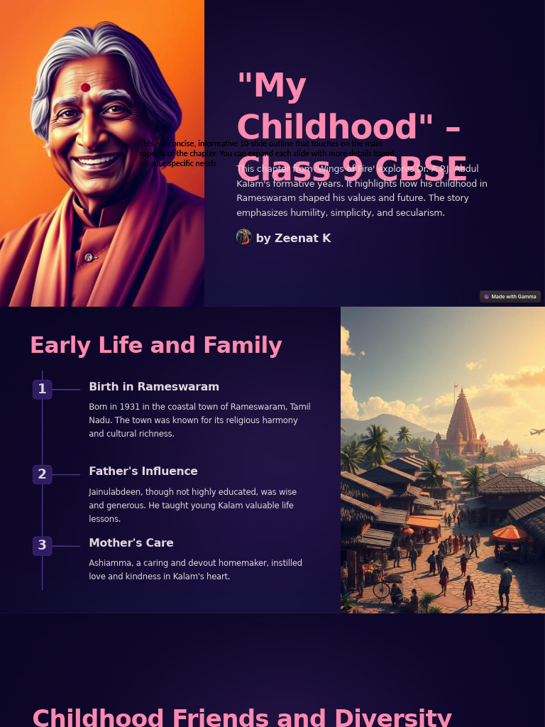 My Childhood Class 9 CBSE | PDF