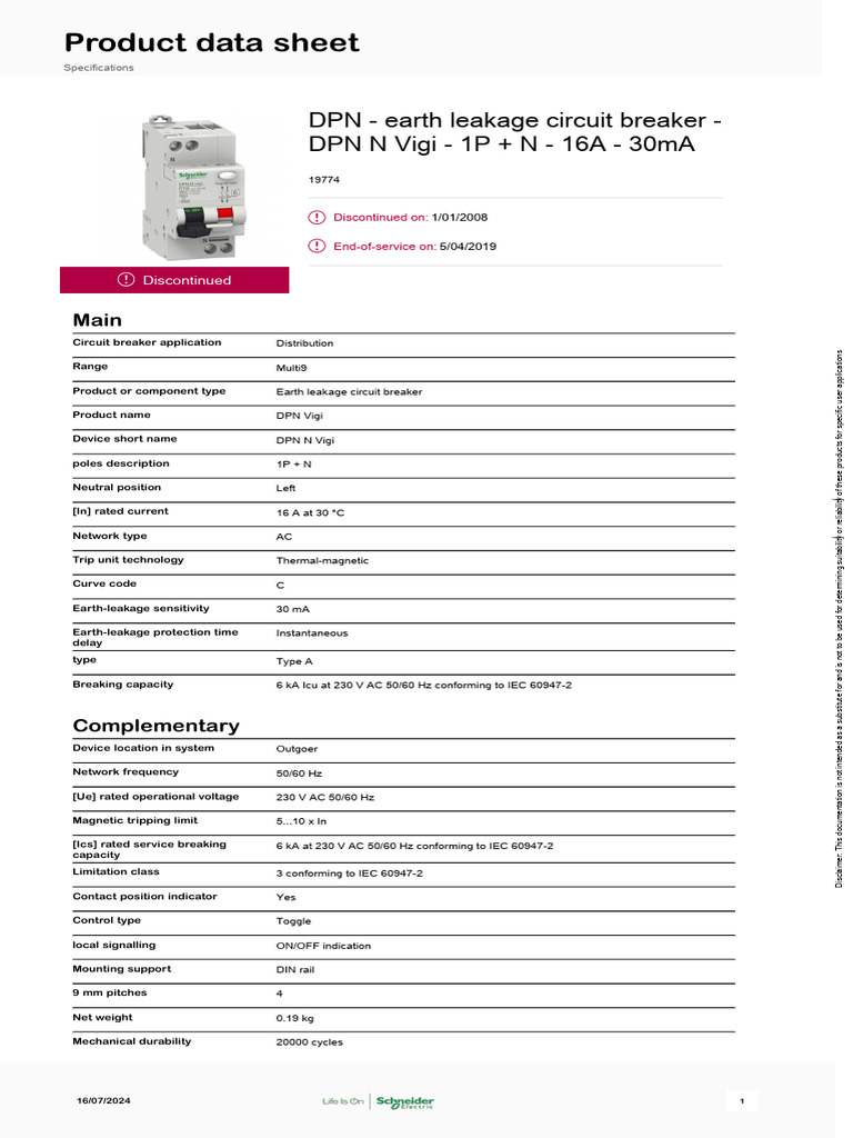 Schneider Electric - DPN-Vigi - 19774 | PDF