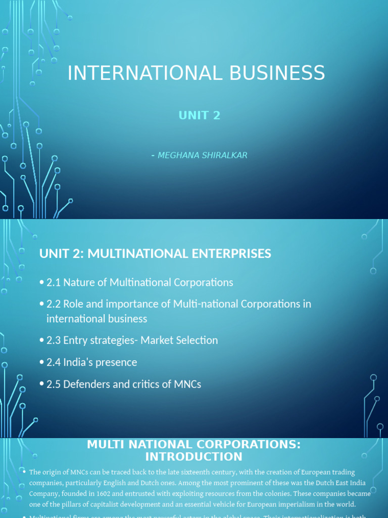International Business - Unit 2 Part I | PDF