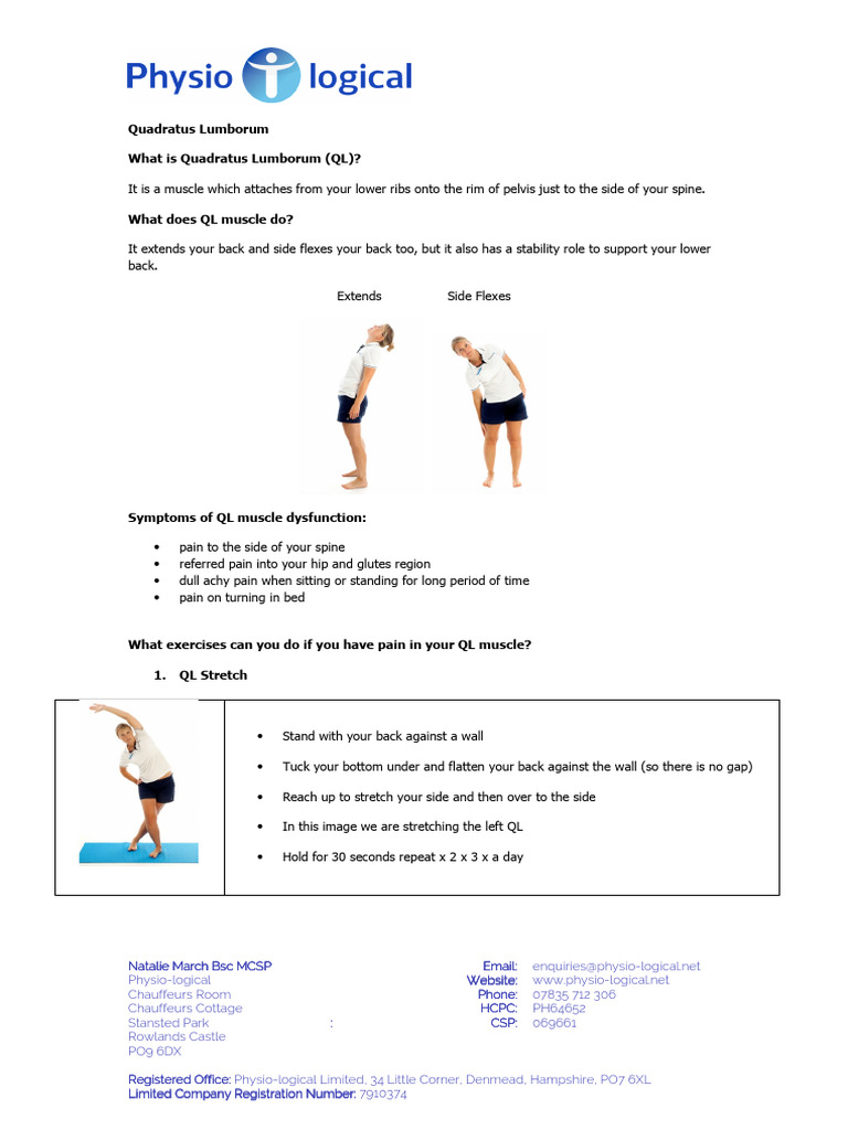 Quadratus Lumborum Physio-logical Exercises | PDF
