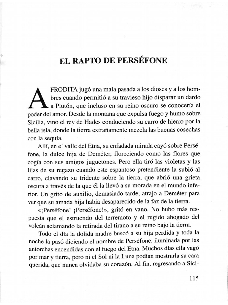 El Rapto de Perséfone Mitología Clásica (A.R. Hope Moncrieeff) | PDF