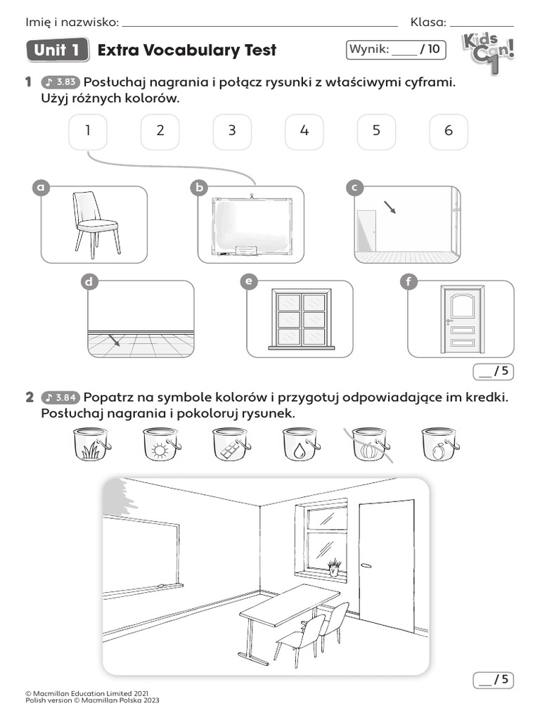 Kids Can_1_Extra Vocabulary Test_Unit 1 | PDF