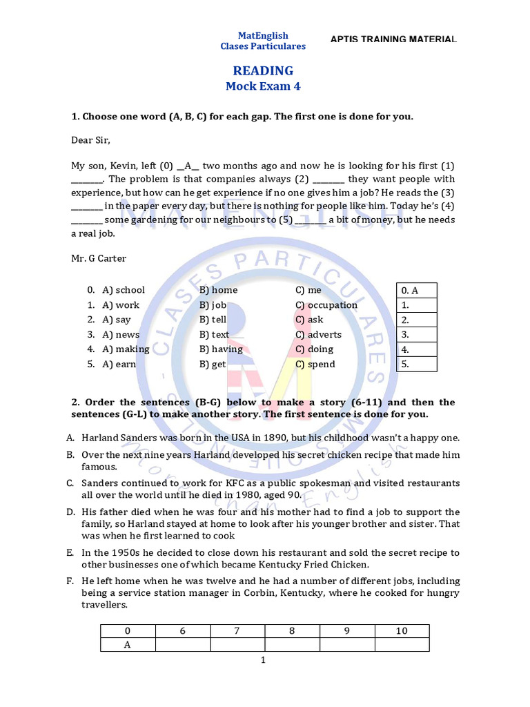 Simulacro 4 Reading | PDF