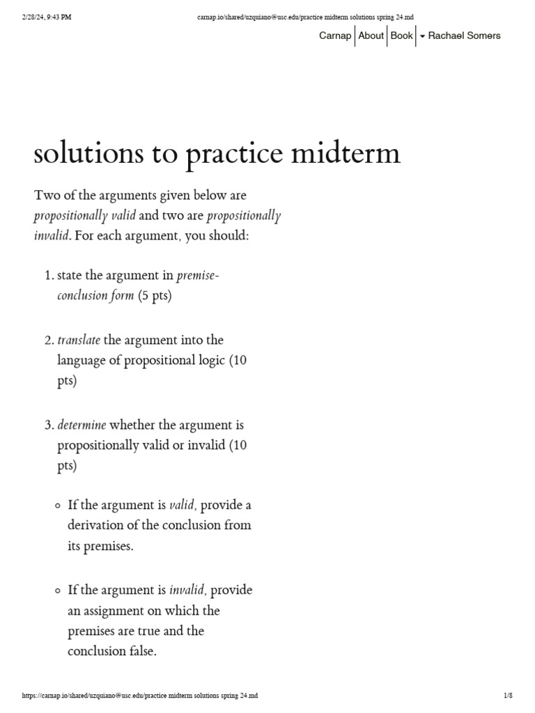 Midterm Logic Solutions | PDF