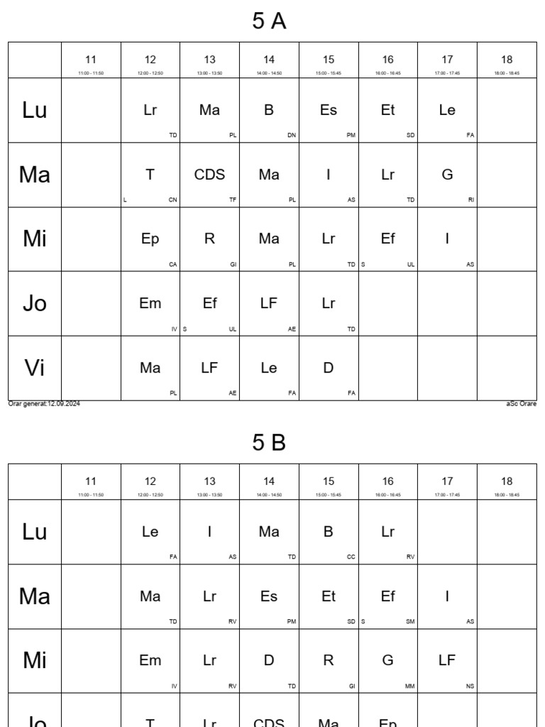 Orar Clase | PDF