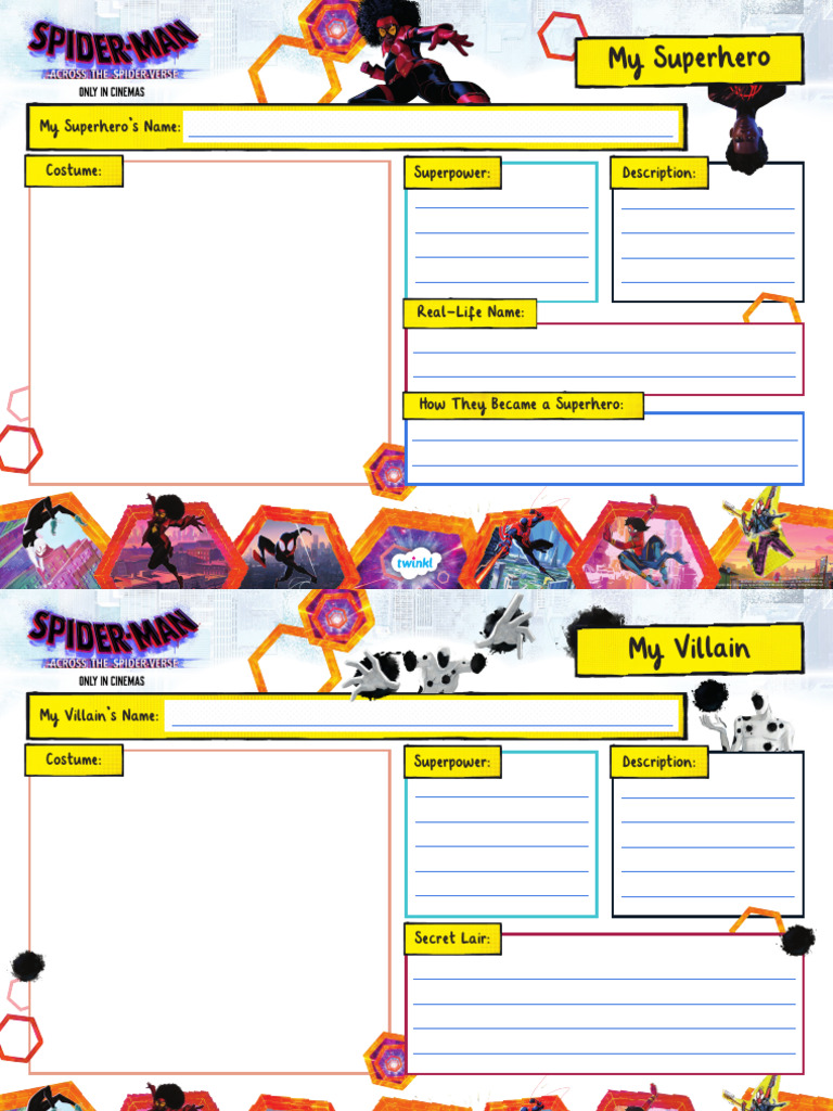 Spider-Man Your Villain and Hero Planning Sheets | PDF