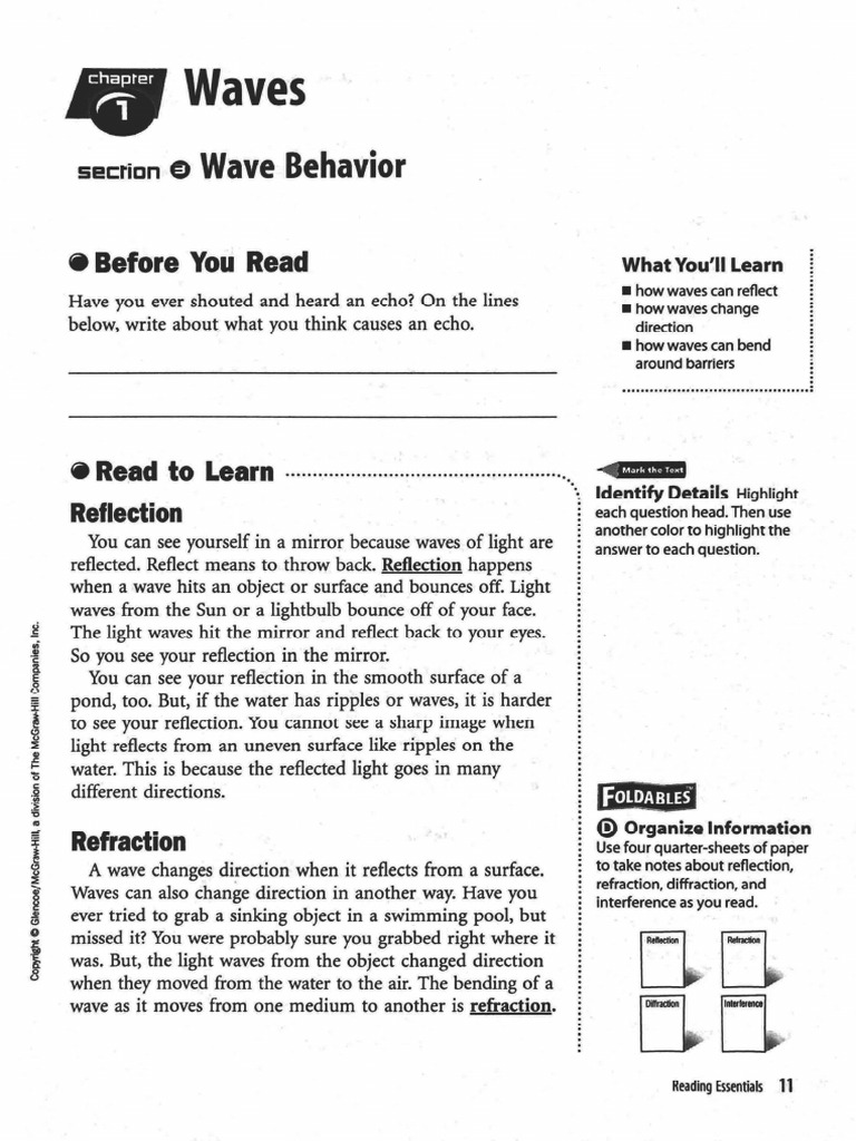 Chapter 1 - Waves - Section 3 - Wave Behavior | PDF