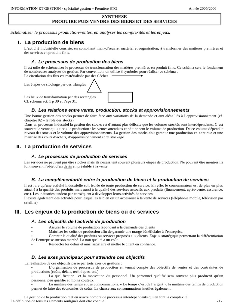 Chapitre 03 Produire | PDF