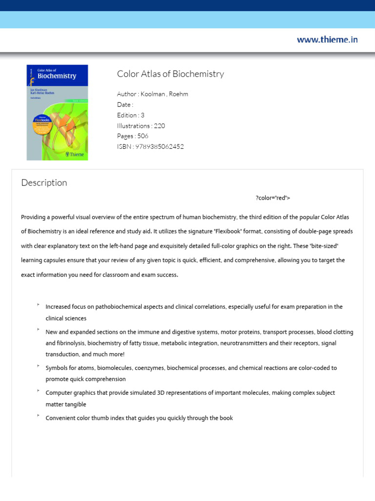 Color Atlas of Biochemistry | PDF