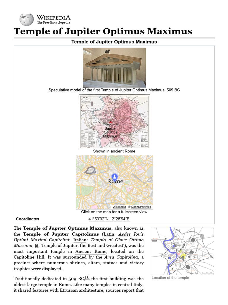 Temple of Jupiter Optimus Maximus | PDF