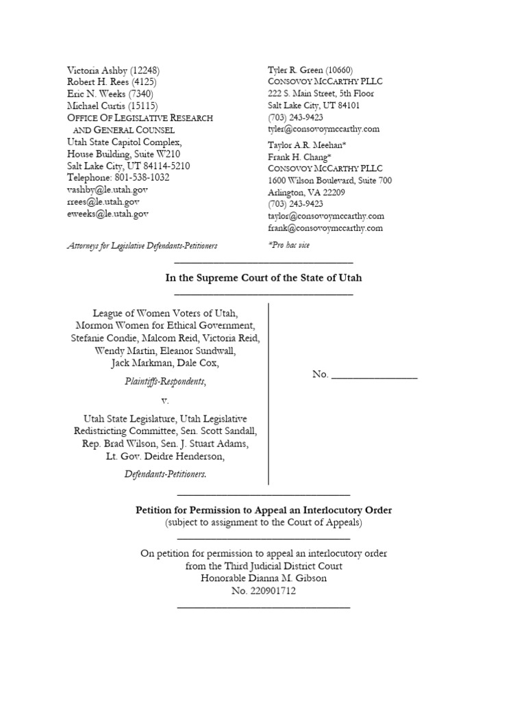 Utah Legislative Appeal Petition | PDF | Constitutional Amendment ...