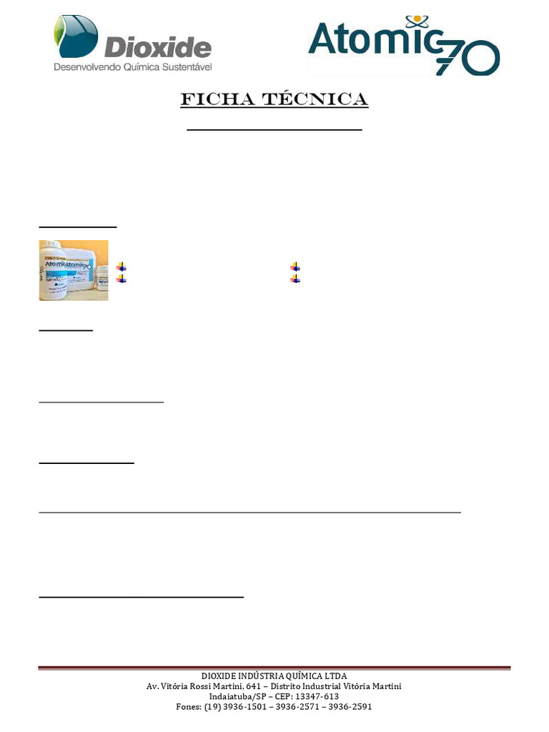 Ficha Tecnica - Atomic 70 - Rev01 | PDF | Química | Química Física