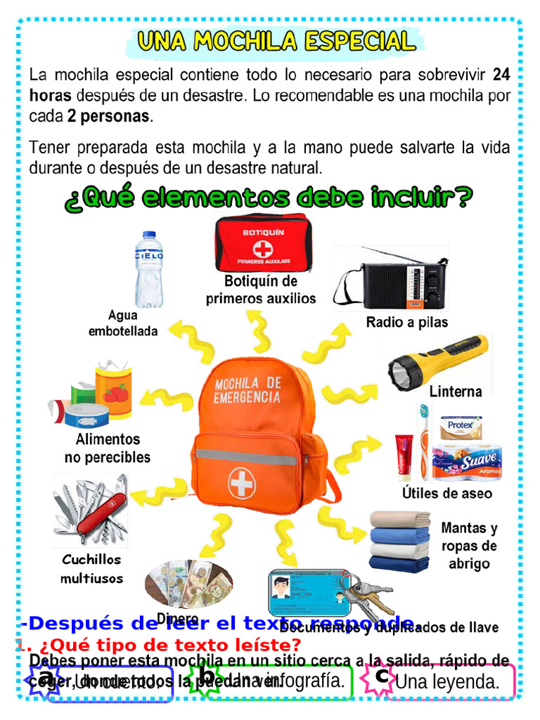 Ficha Mochila de Emergencia | PDF