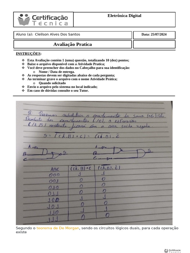 atividade pratica eletronica digital | PDF