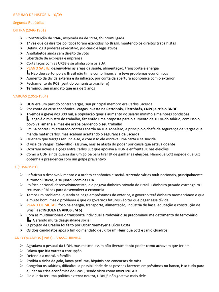 RESUMO DE HISTÓRIA 5 | PDF