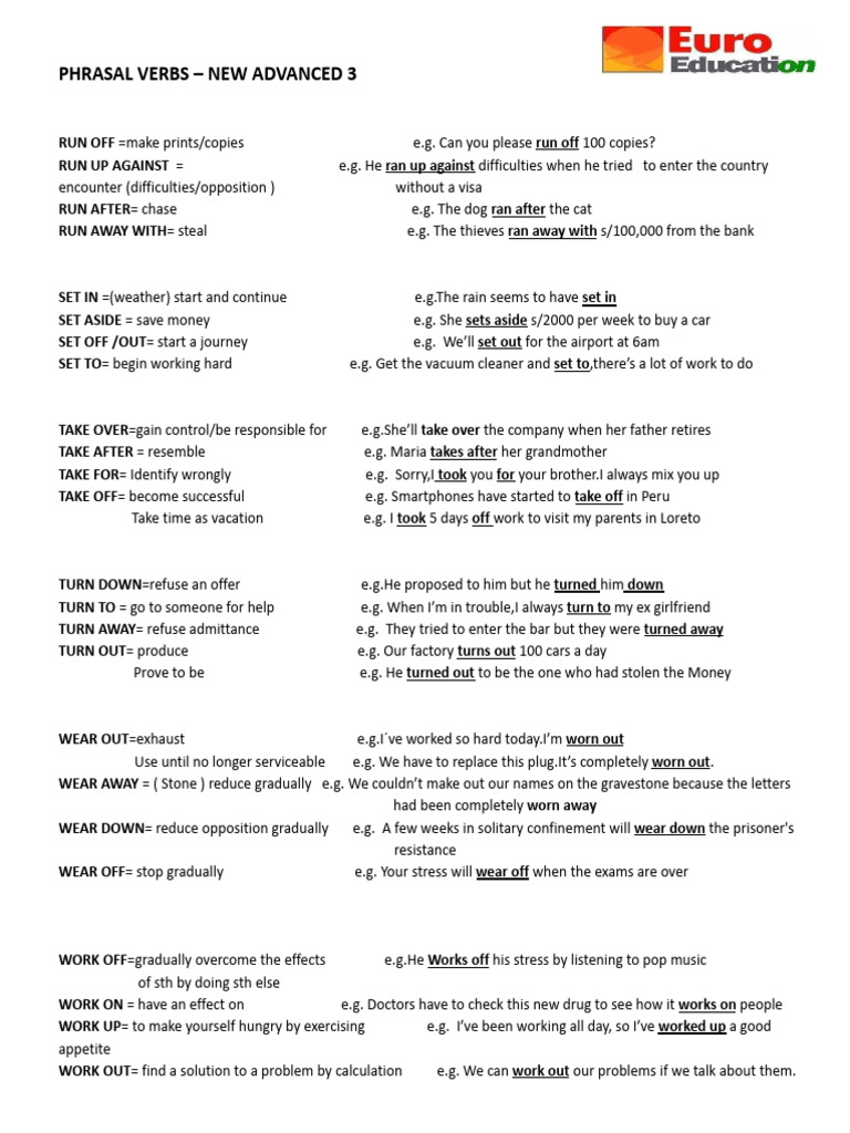 New Adv3-Extra Voc - Phrasal Verbs | PDF