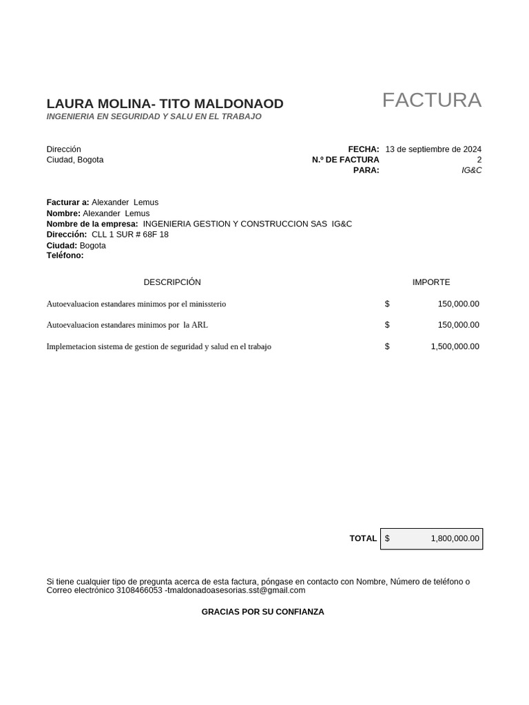 Factura Simple Que Calcula El Total | PDF