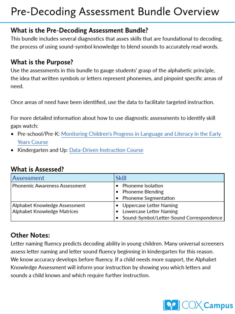 PreDecoding Assessment Bundle | PDF