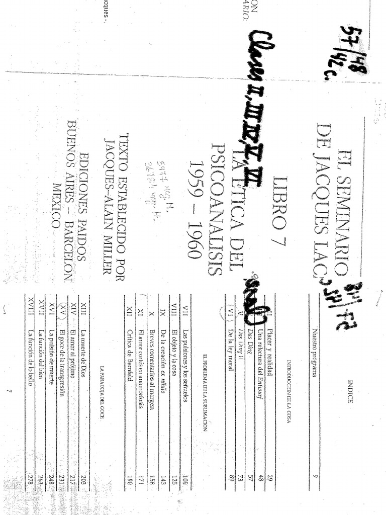 Lacan - El Seminario Libro 7 Clases 2 3 4 5 6 | PDF