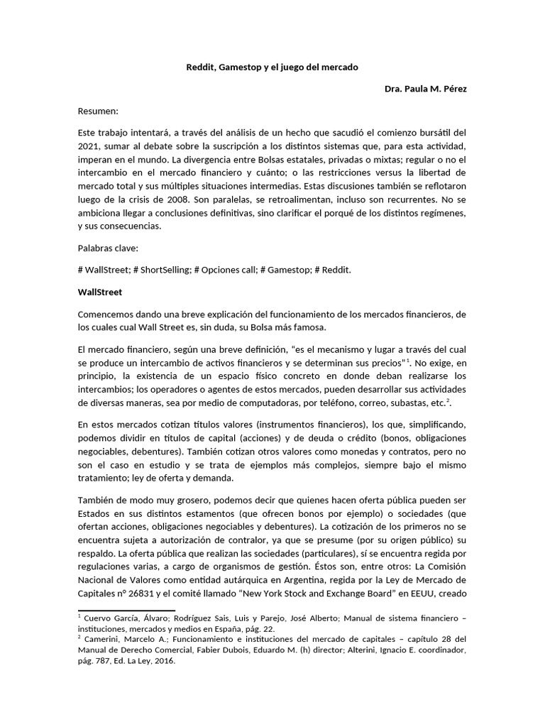 Reddit, Gamestop y El Juego Del Mercado | PDF