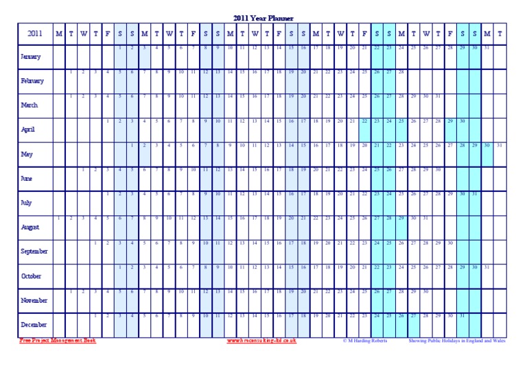 2011 Year Planner | PDF
