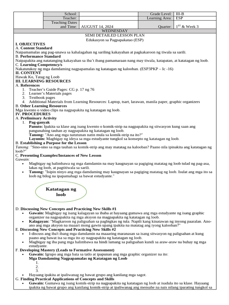 Katatagan NG Loob: Tanong | PDF