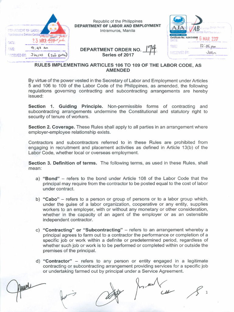 Department Order No. 174 Series of 2017 | PDF