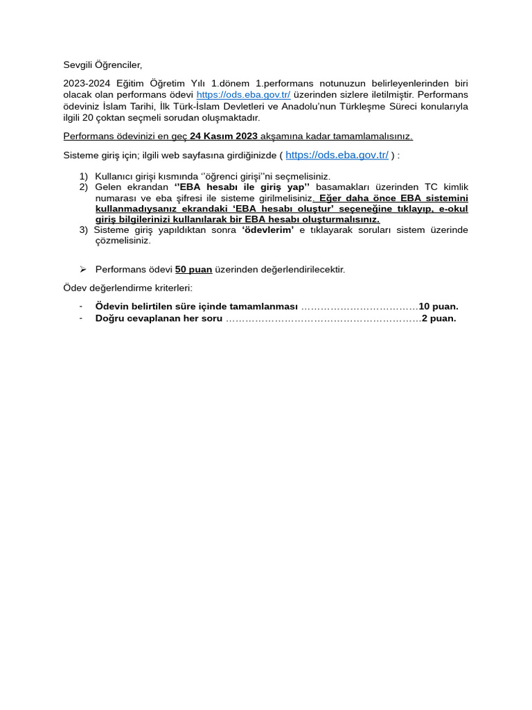 10.sinif - Tarih - Dersi - 1. - Performans - Odevi 3 | PDF