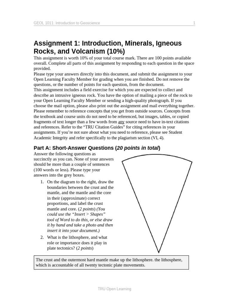 GEOL 1011_Assignment 1 | PDF