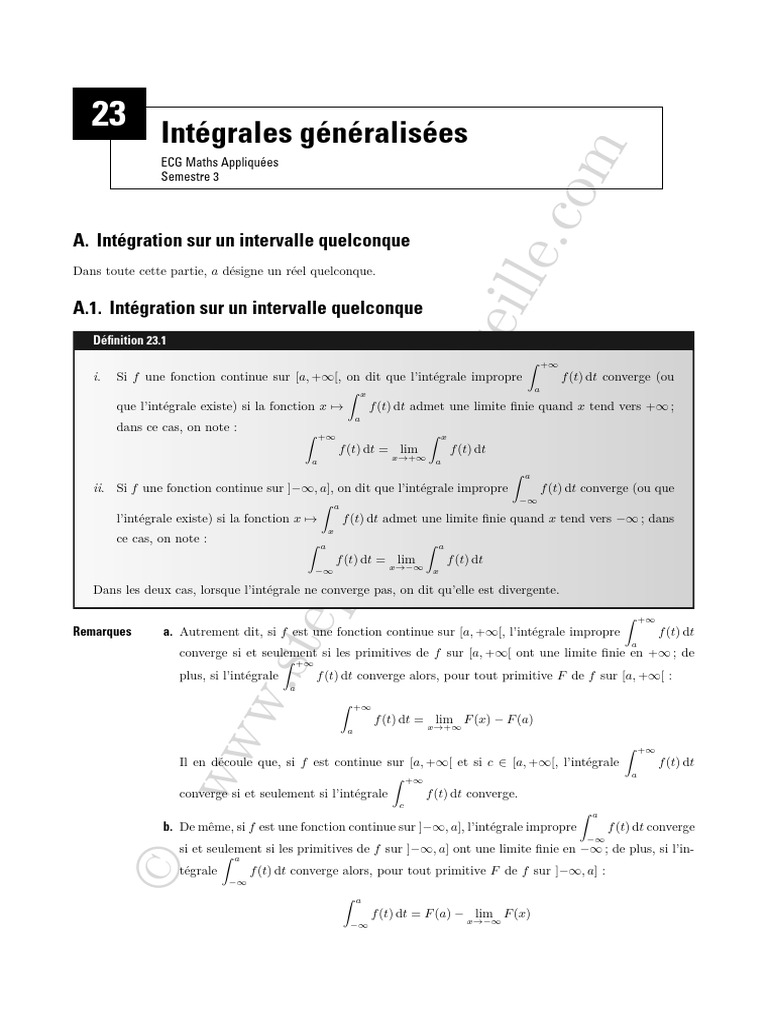 Appli 23 Integrales Impropres | PDF