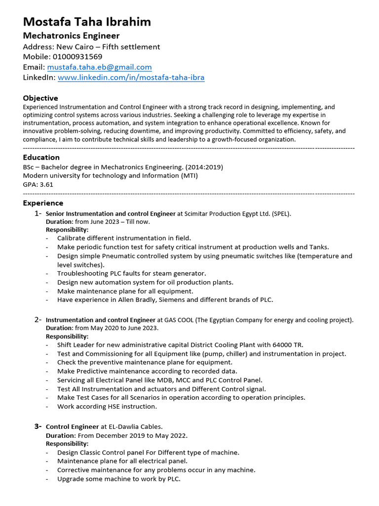 Mostafa Taha Ibrahim-923 | PDF | Instrumentation | Automation