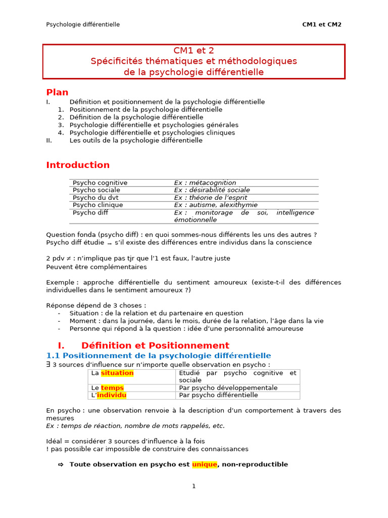 Psycho Diff - CM1 Et 2 - Fiche | PDF