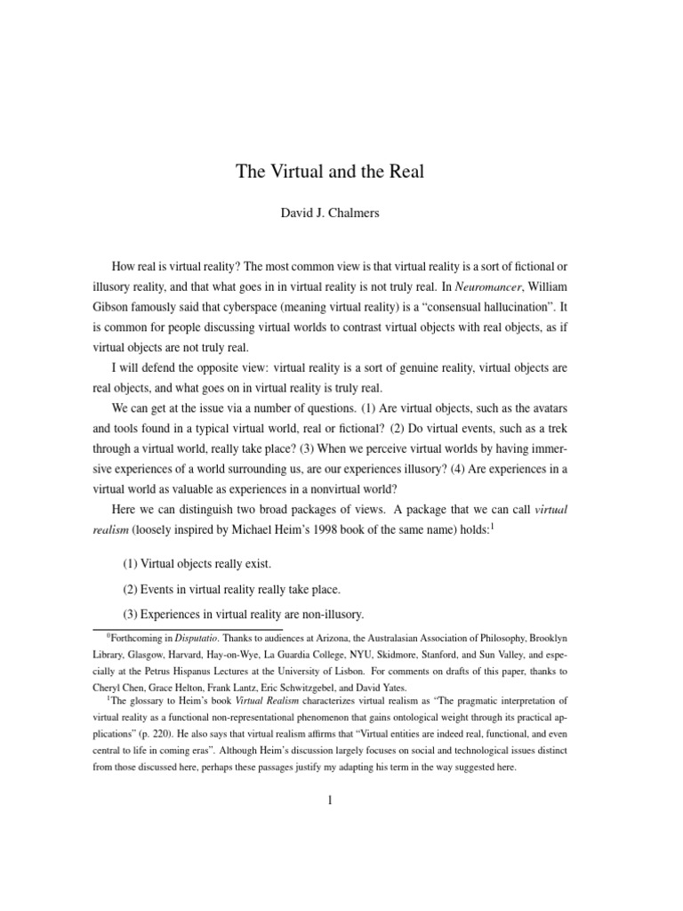 David Chalmers - Virtual | PDF