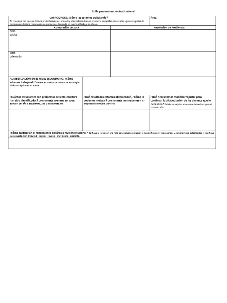 Anexo III - Grilla para Evaluación Institucional | PDF