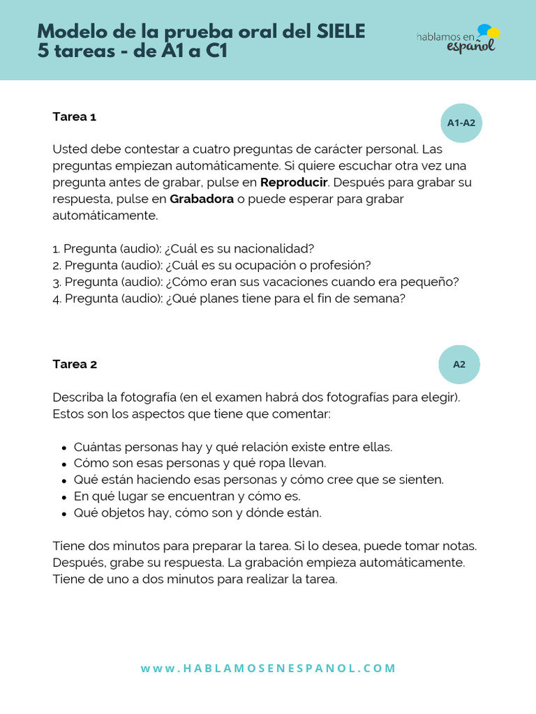Prueba Oral Siele | PDF